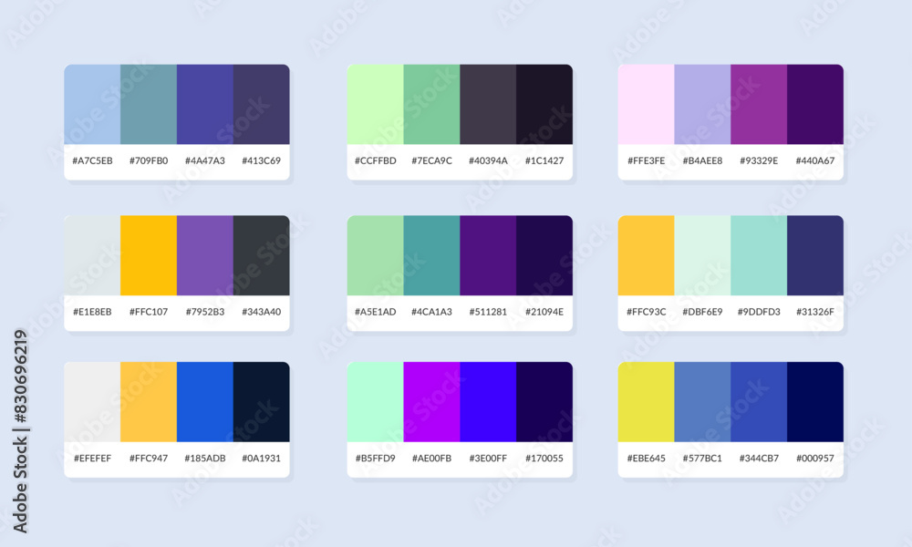Pantone colour palette catalog samples. Color swatch. Set of abstract ...