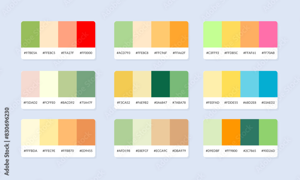 Pantone colour palette catalog samples. Color swatch. Set of abstract ...