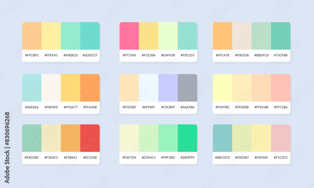Pantone colour palette catalog samples. Color swatch. Set of abstract ...