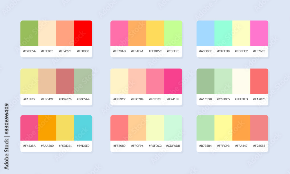 Pantone colour palette catalog samples. Color swatch. Set of abstract ...