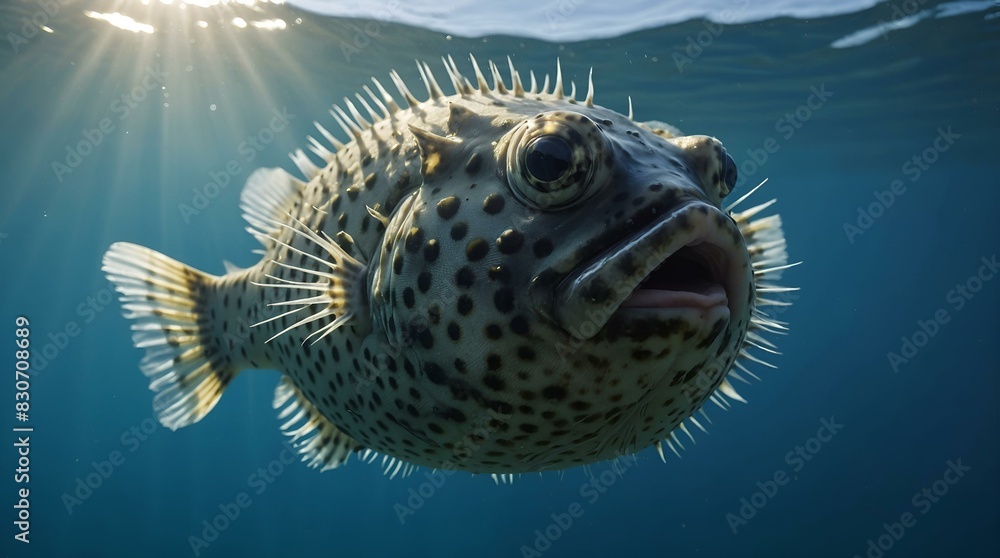 Puffer Fish Swelling Near Ocean Surface Stock Photo | Adobe Stock