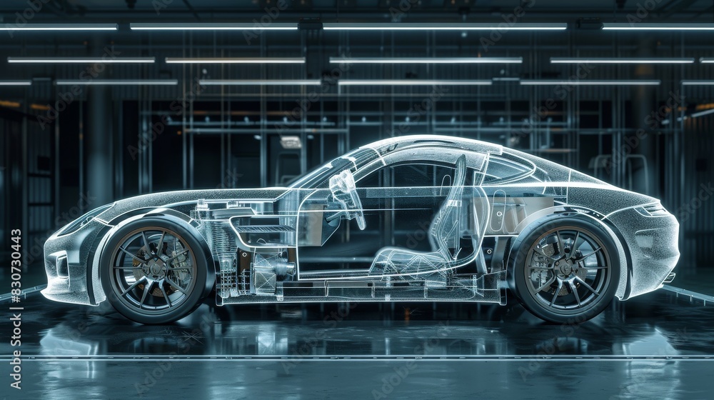 Side view illustration of a transparent car body design, highlighting ...