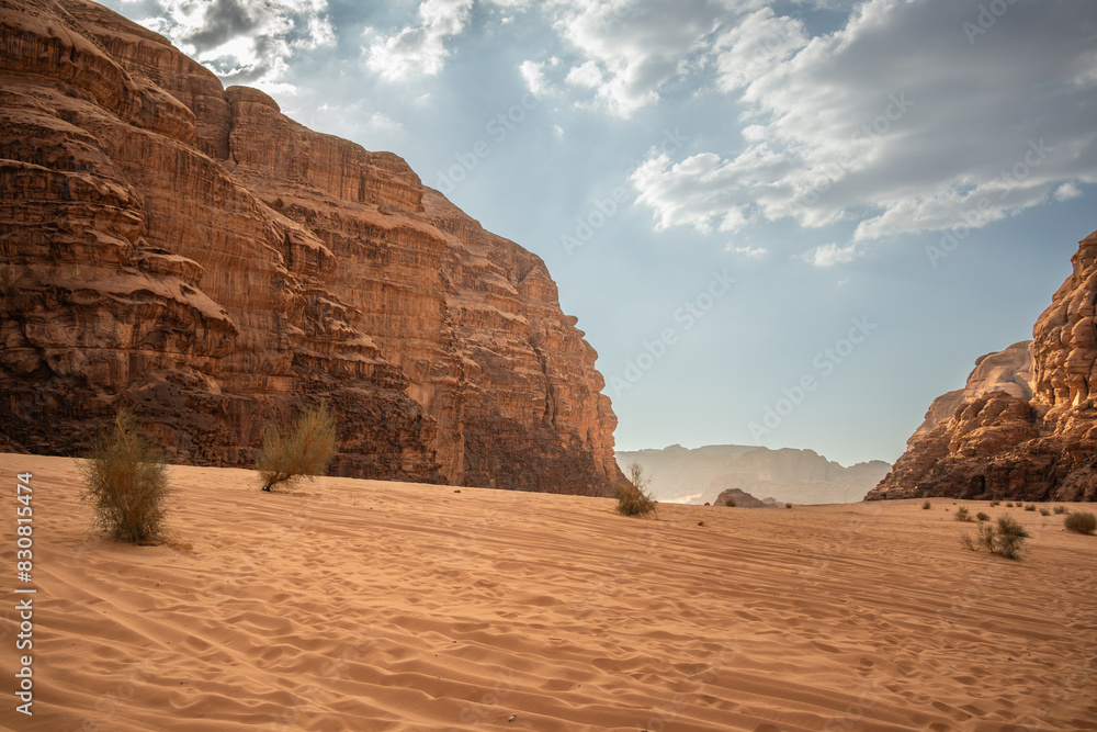 Beautiful Desert Landscape in Wadi Rum. Middle East Scenery with Rock ...