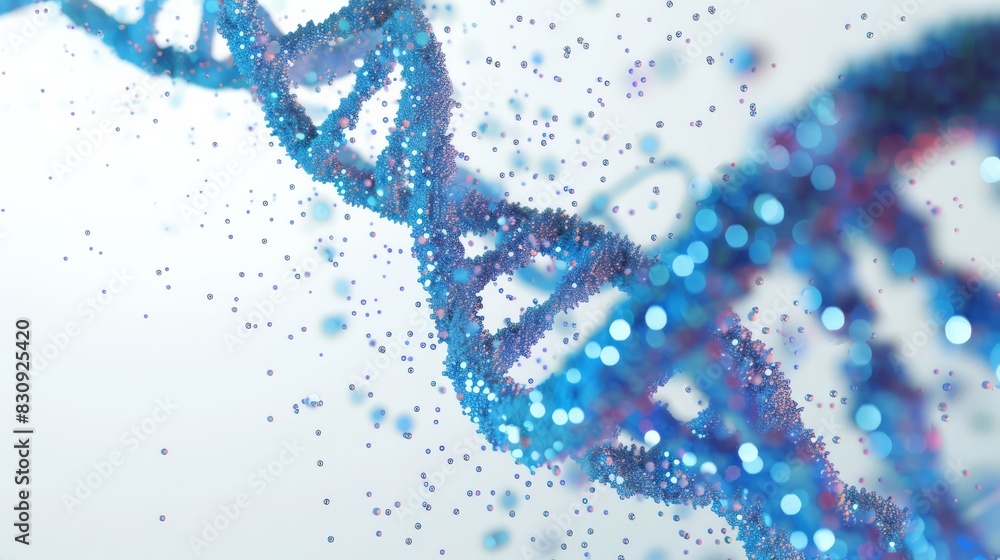 DNA helix structure, D design, made of particles, particle sizes, pure ...