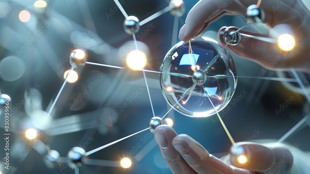 Scientist examining the structure of neutrons with advanced technology ...