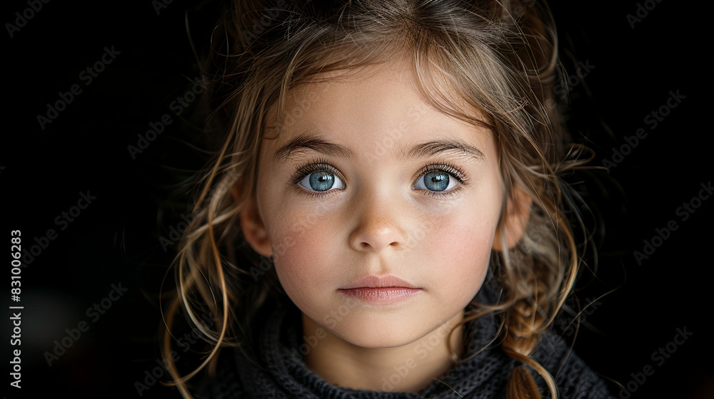 Professional studio photo portrait of a cute little girl, lovely kid ...