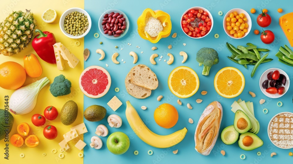 Design a visual aid that outlines the key components of a balanced diet ...
