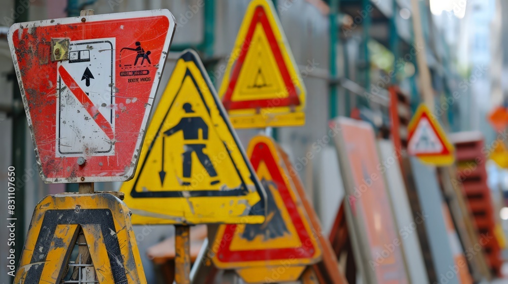 Design a visual representation of construction site safety signage and ...