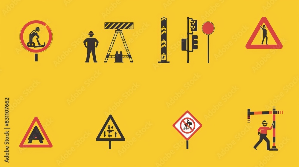 Design a visual representation of construction site safety signage and ...