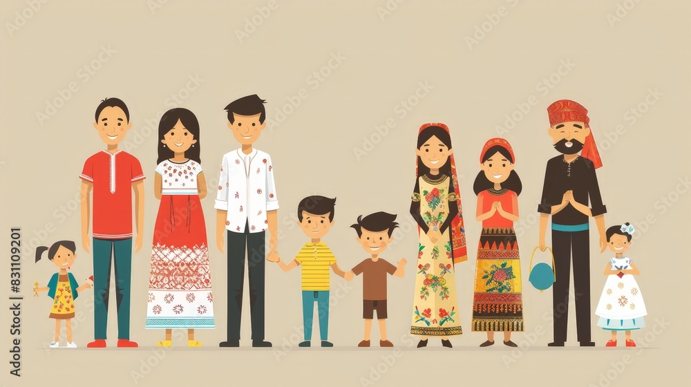Design an infographic showcasing multicultural families. Highlight the ...