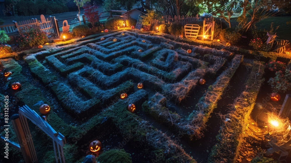 Setting up a DIY haunted maze in the backyard with creepy obstacles and ...