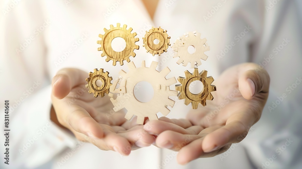 Business process and workflow automation with flowchart Hand holding ...