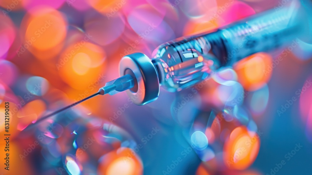 Vaccine vial dose flu shot drug needle syringe,medical concept ...