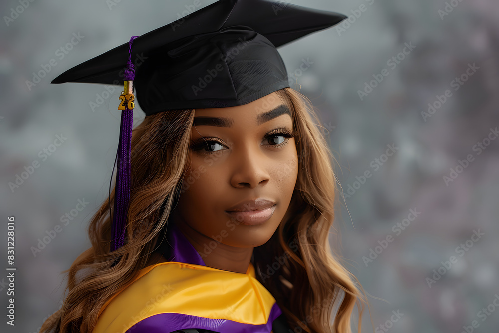 headshot graduation photo of gorgeous light skin black woman hair model ...