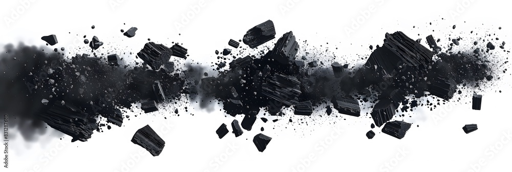 High-resolution PNG image of a dramatic charcoal explosion with ...