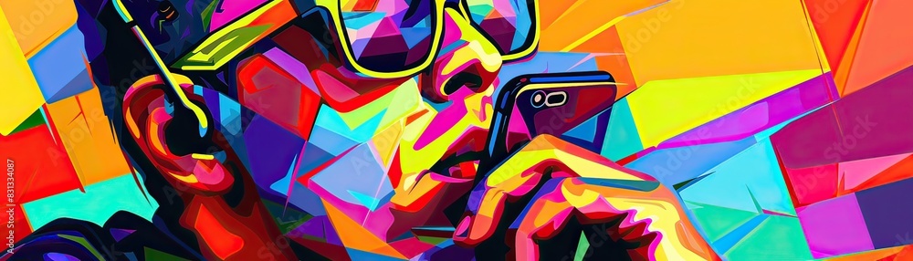 Visually impaired person using a smartphone with voice assistance, pop ...