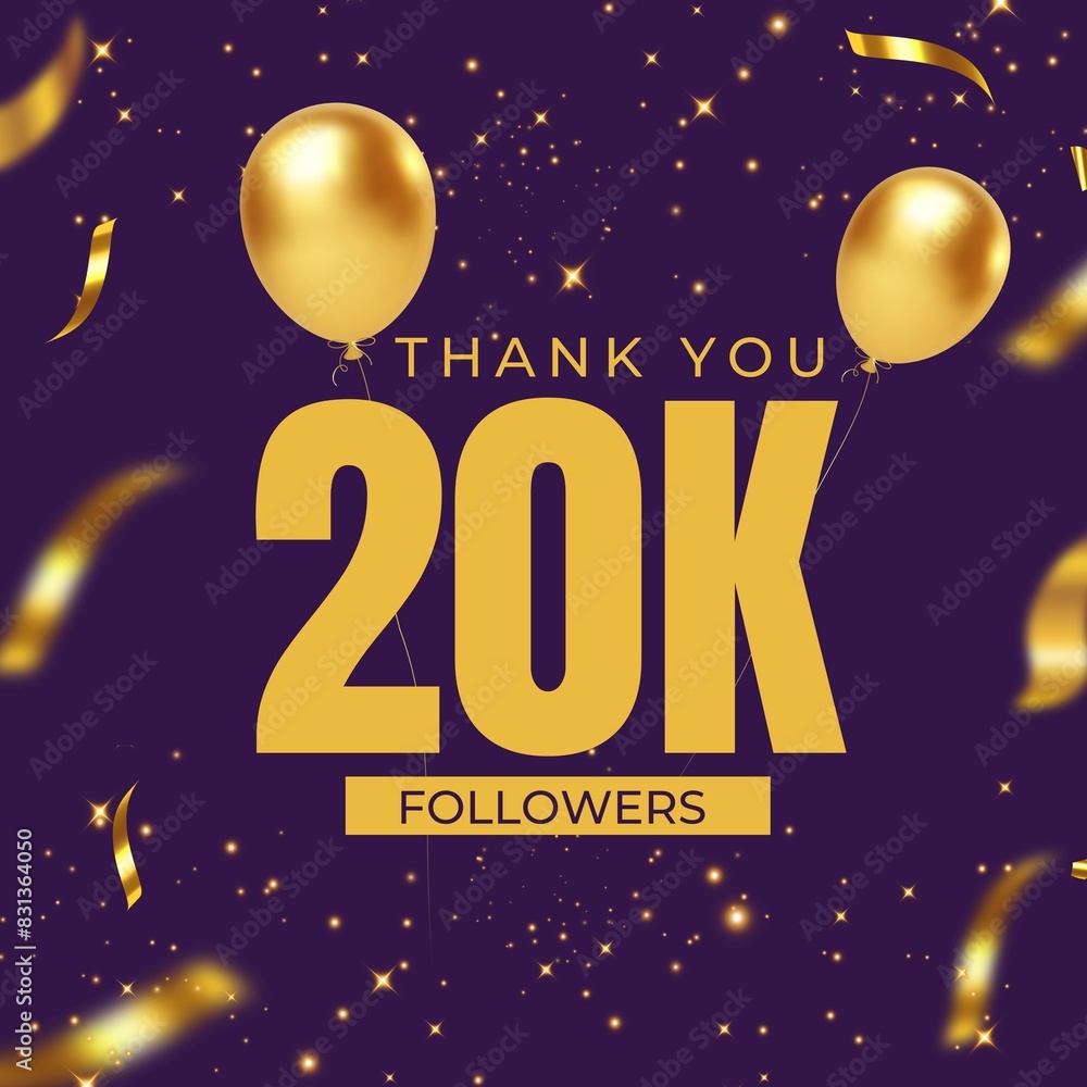 Thank You friends and fans for 20K Followers banner design with golden ...