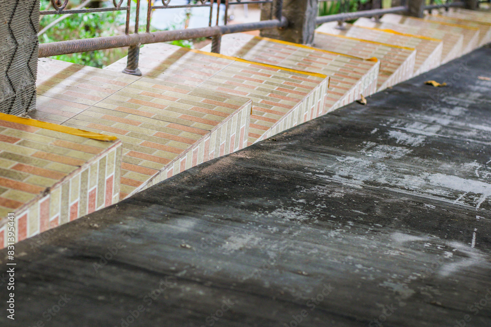 hospital stairs with two types of paths, namely terraces and steep ...