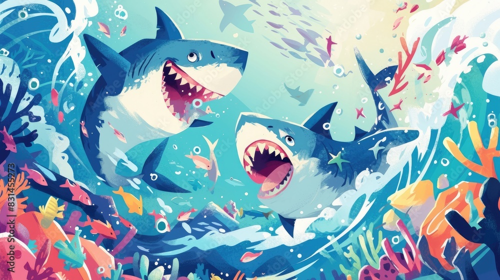 In this captivating ocean tale for kids a vibrant cartoon shows two ...