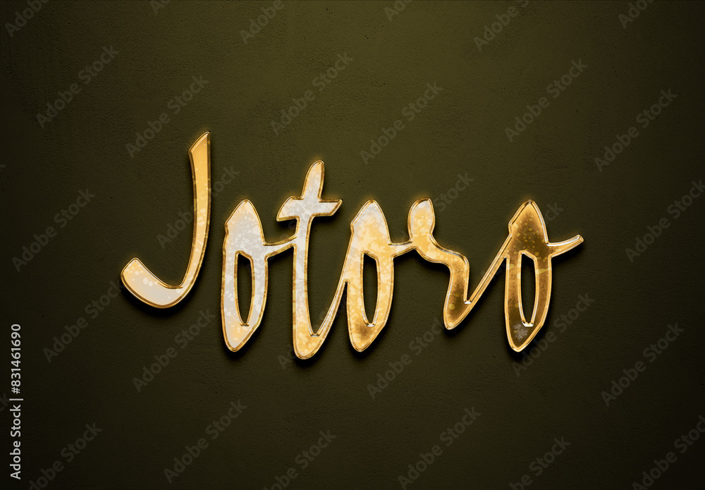 Old gold text effect of Japanese name Jotaro with 3D glossy style ...
