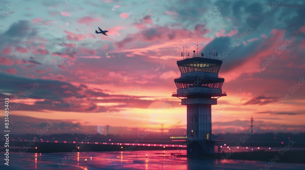 Air traffic control tower overseeing runway operations â€“ Sky sentinel ...