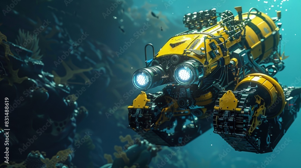 Underwater robots% aiding in offshore production and exploration. Stock ...