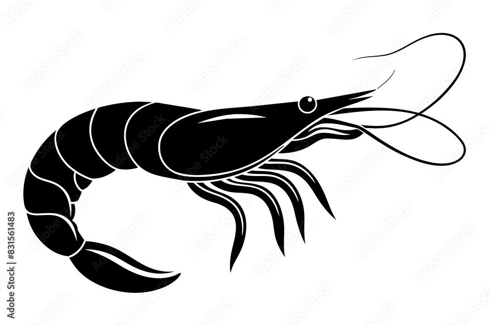 shrimp silhouette vector illustration Stock Vector | Adobe Stock