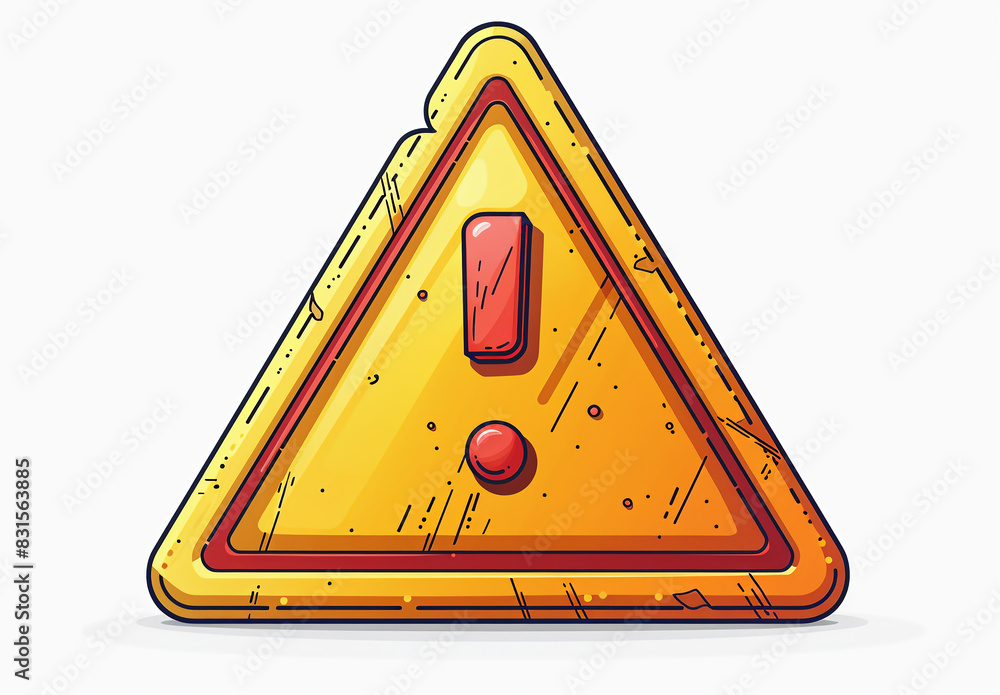 simple illustration of yellow triangle warning sign with exclamation ...