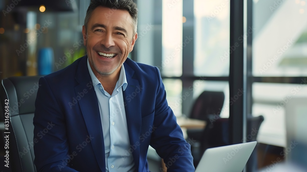 Happy smiling middle aged professional business man company executive ...