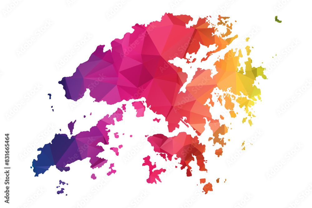Abstract Polygon Map - Vector illustration Low Poly Color Rainbow Hong ...