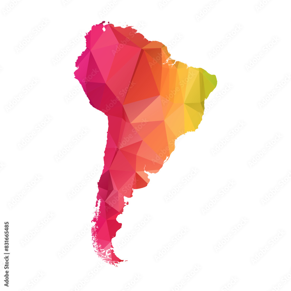 Abstract Polygon Map - Vector illustration Low Poly Color Rainbow South ...
