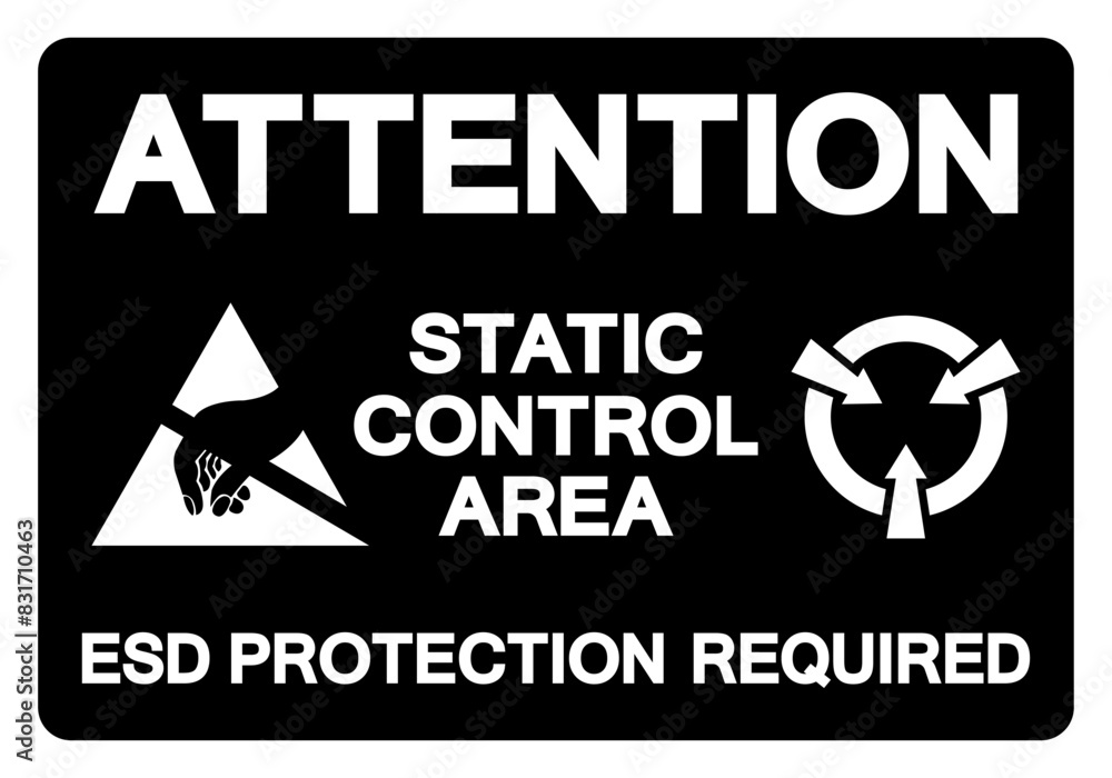 Caution Static Control Area ESD Protection Required Symbol Sign, Vector ...