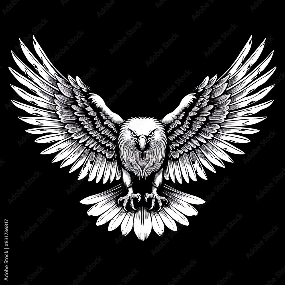 Majestic eagle wings spread wide, optimal for a flying club logo ...