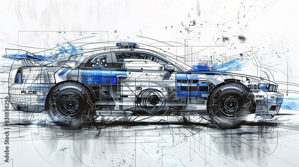 car technical drawing, pencil drawing Stock Illustration | Adobe Stock