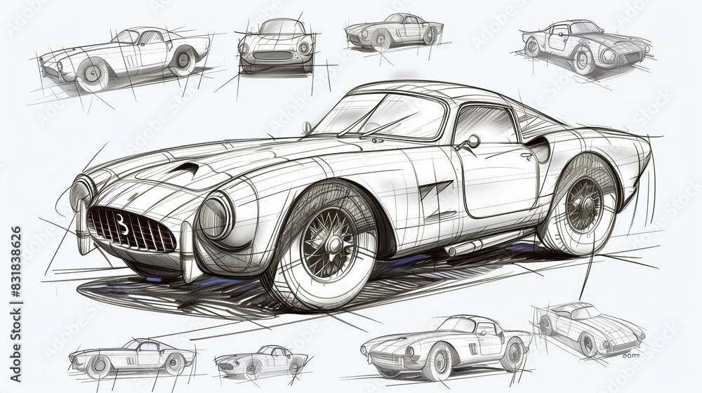 car technical drawing, pencil drawing Stock Illustration | Adobe Stock