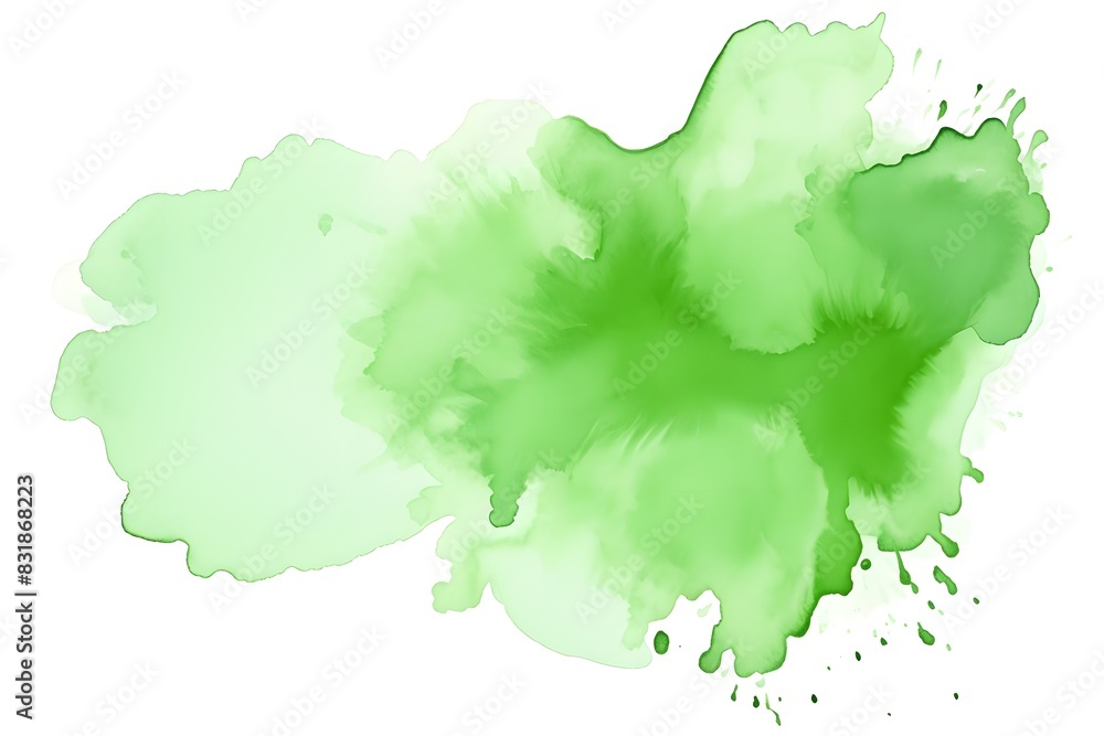 Watercolor green ink splash vector isolated on white background, green ...