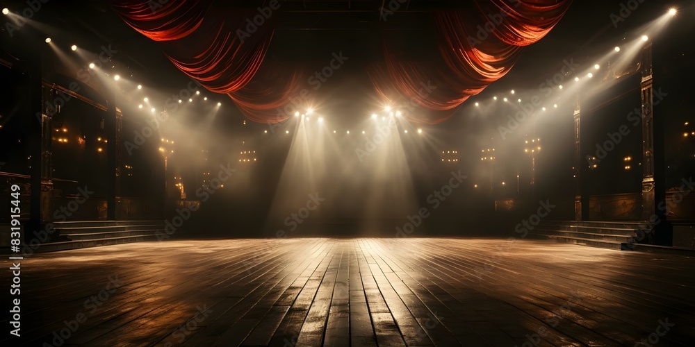 Spotlight on an empty stage, awaiting the star performer. Concept ...