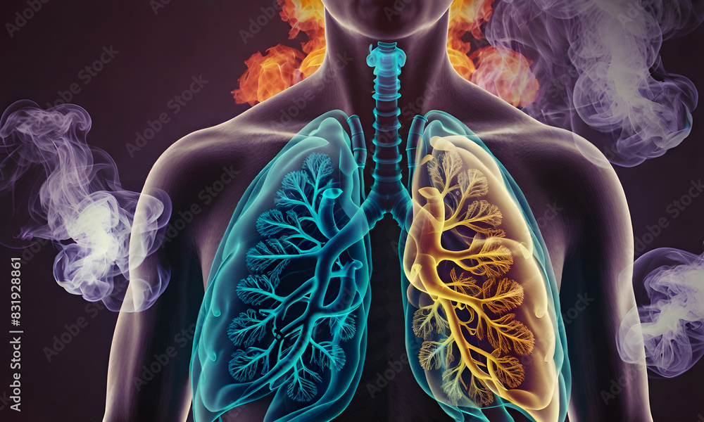 Polluted Lungs. A visually striking image depicting human lungs filled ...