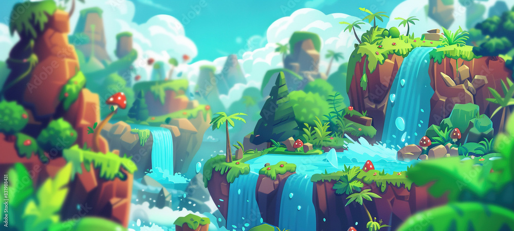 game background, cartoon landscape Stock Illustration | Adobe Stock