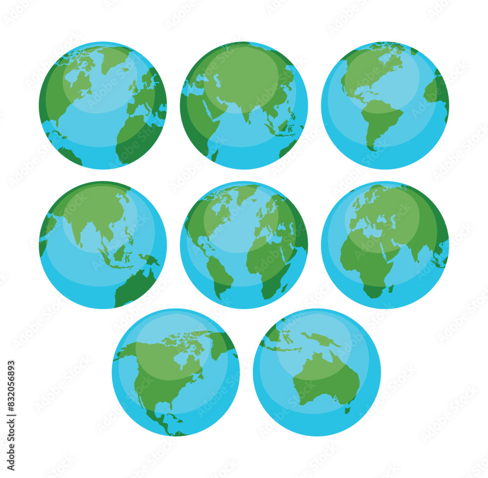 Globe earth set collection, World map in globe shape,earth hemispheres ...