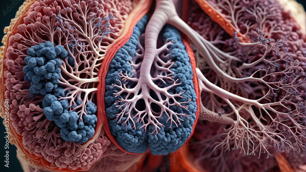 Macro photograph capturing the intricate details of human lung anatomy ...