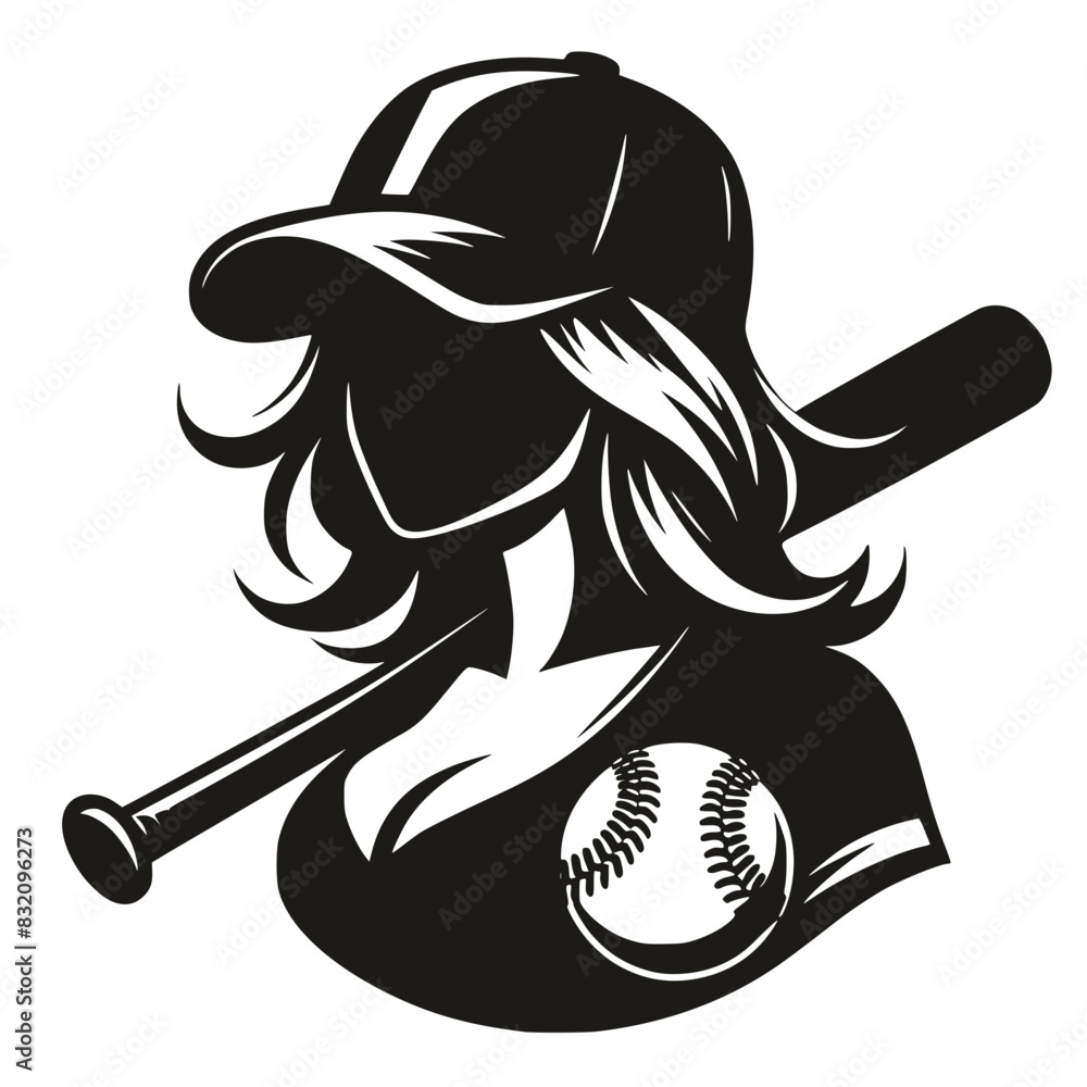 Vector de Stock Baseball Girl SVG, Baseball Player SVG, Woman SVG ...