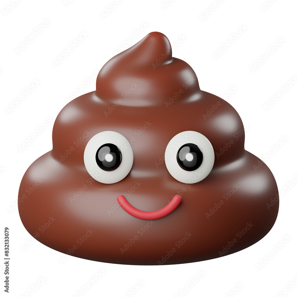 Png smiling poop sticker, 3D rendering, transparent background Stock ...