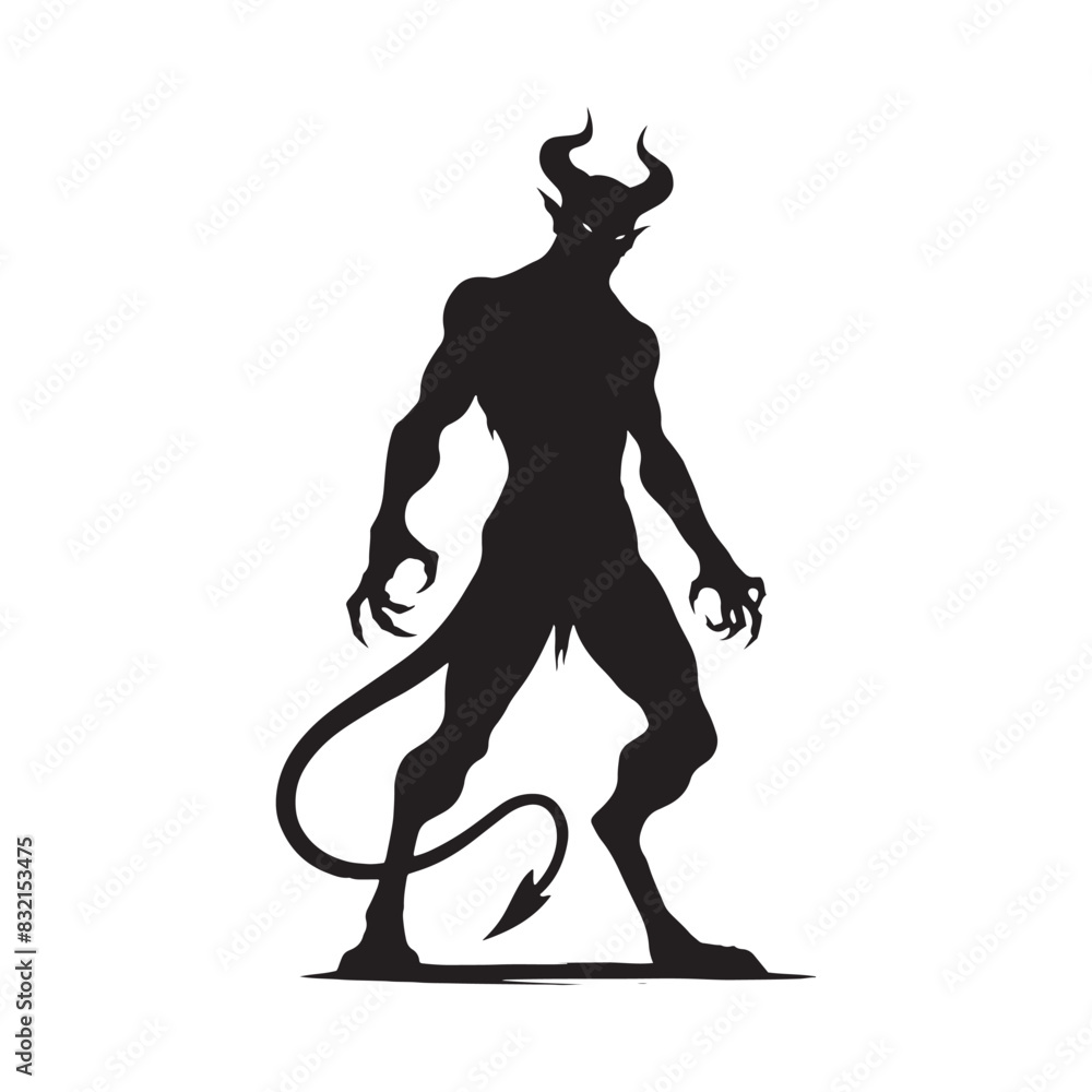 Smooth and simple demon silhouette, ideal for adding subtle darkness to ...