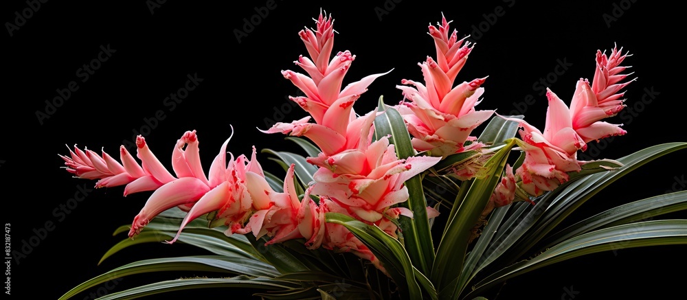 ภาพถ่าย Stock Pink bromeliads flower The bromeliads are a family of ...
