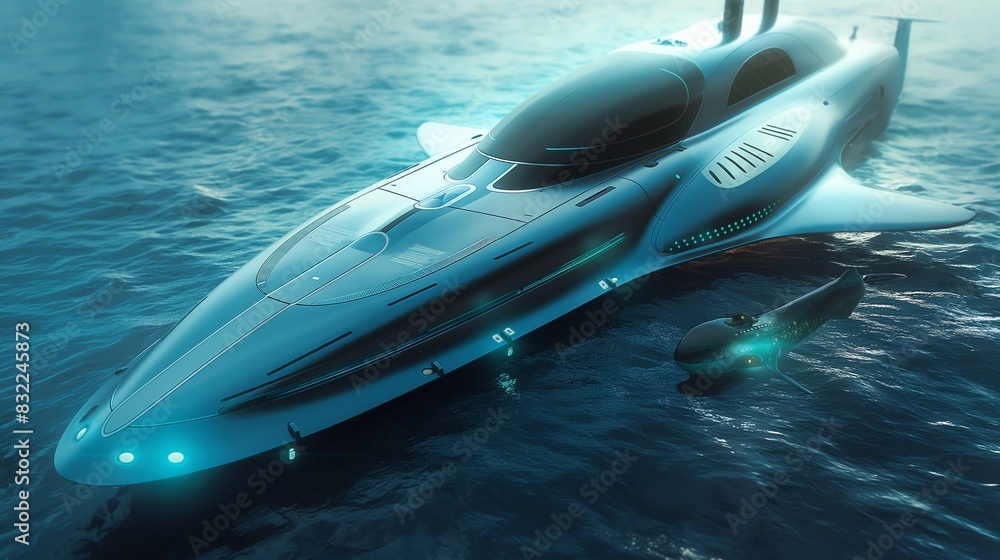 A futuristic submarine with biomimetic design, inspired by marine ...
