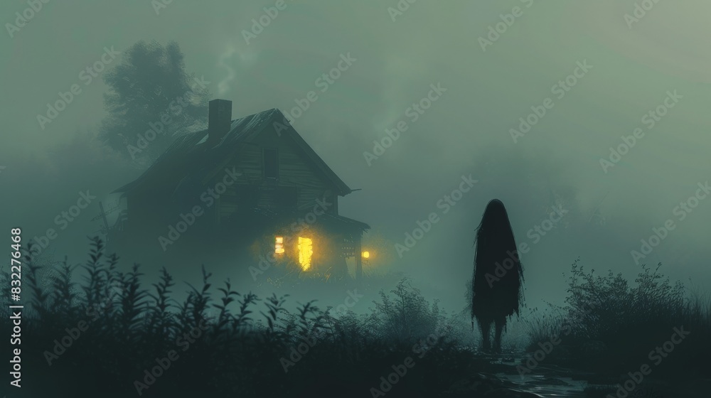 Design a drama-horror scene with a character experiencing a haunting ...