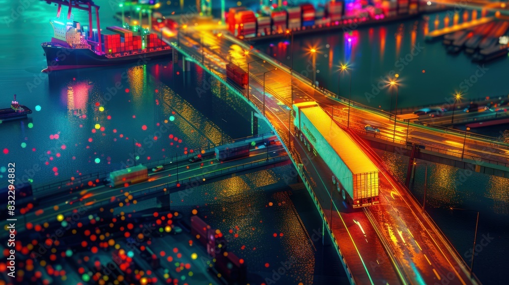 Imagining a transportation and logistics concept image with a truck ...