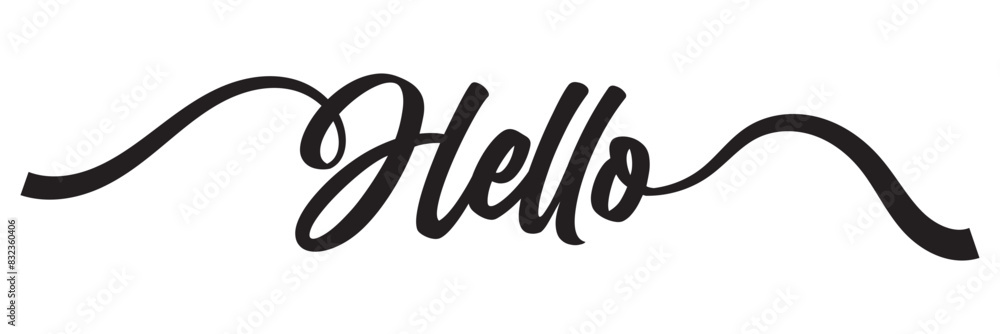 HELLO. Modern calligraphy script word hello. Hand-drawn cursive font text - hello. Vector ...