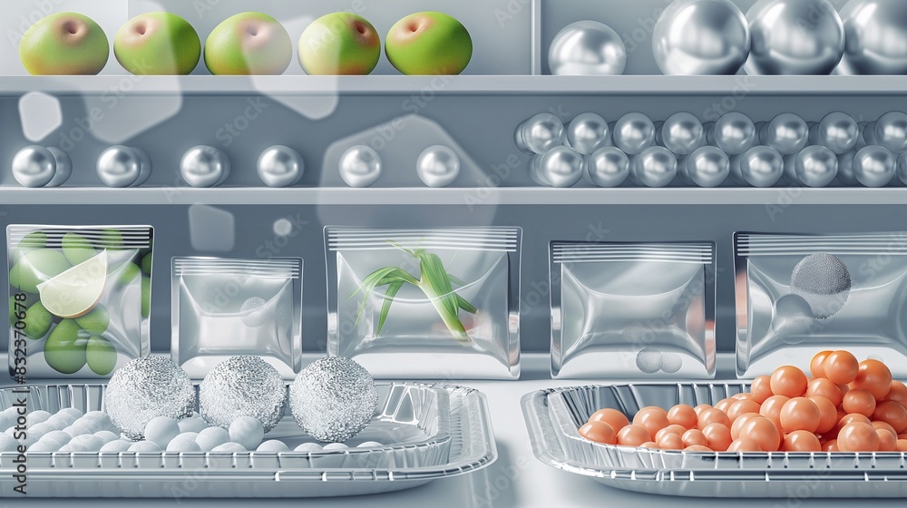 An illustration of silver nanoparticles integrated into food packaging ...